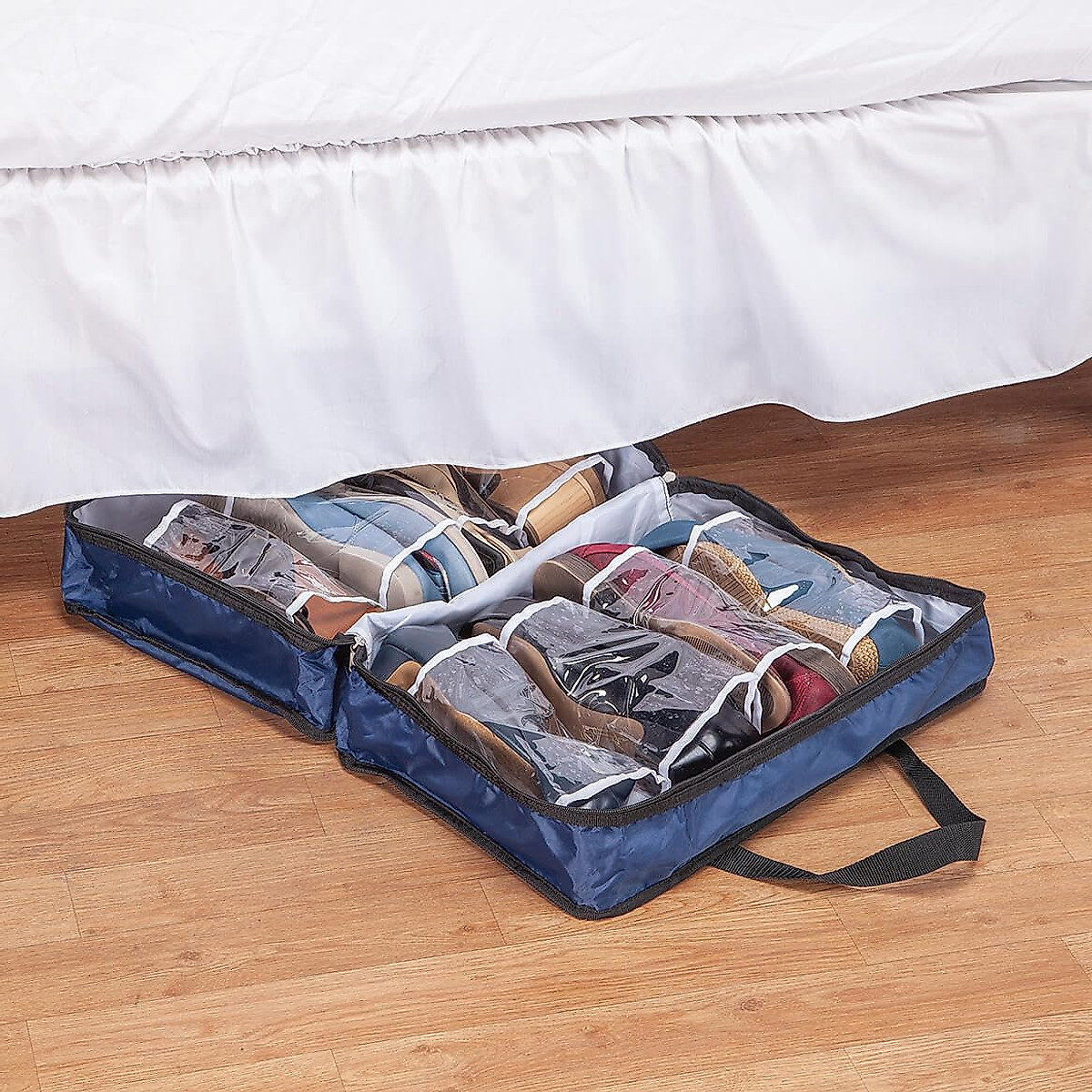 WalterDrake Blue Shoe Storage Travel Bag, 19.5” x 13.25” x 5.5”