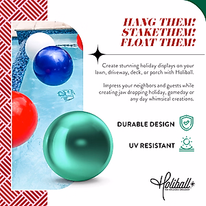 Holiball Inflatable Holiday Ornament – Indoor and Outdoor Use– Reusable and Storage Friendly – The Ultimate Holiday Decoration – 18" – Holly Green