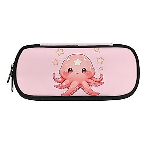 AQYAPTOIY Octopus Star Pencil Case for Kids Special Pencil Bag for Girls Boys Cute Pencil Pouch with Visible Grid Pencil Box for 2Nd 3Rd Children Pencilcase Coin Purse for School Supplies