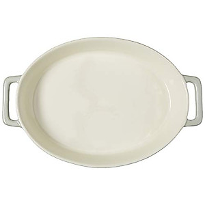 LE REGALO Stoneware Oval Baking Dish, 14x9.5x2.5, White