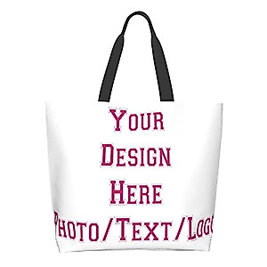 Custom tote bag Personalized Tote Bag Portable Design Your Own Text/Logo/Image Aesthetic Add Your Name Your Text Custom Tote Bag Custom Handbag, Collegiateflf-pink