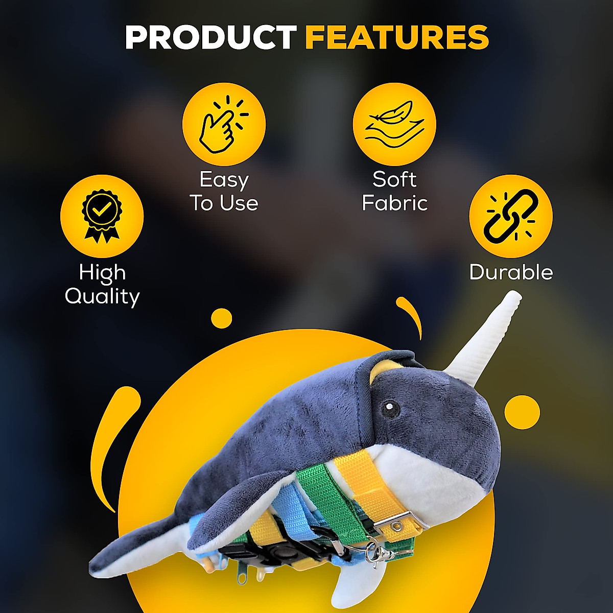 SENSORY4U Buckle Pillow Sensory Narwhal Stuffed Animal Fine Motor Development Toy Activity Plushie - Counting Sorting Zipper Skills Marble Maze Toy