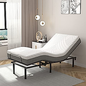 Giantex Twin XL Adjustable Bed Frame w/ 8” Cool Gel Infused Memory Foam Mattress, Electric Adjustable Bed Combo w/Head & Foot Adjustment, Remote Control, LED Light & Dual USB Ports, Convoluted Foam