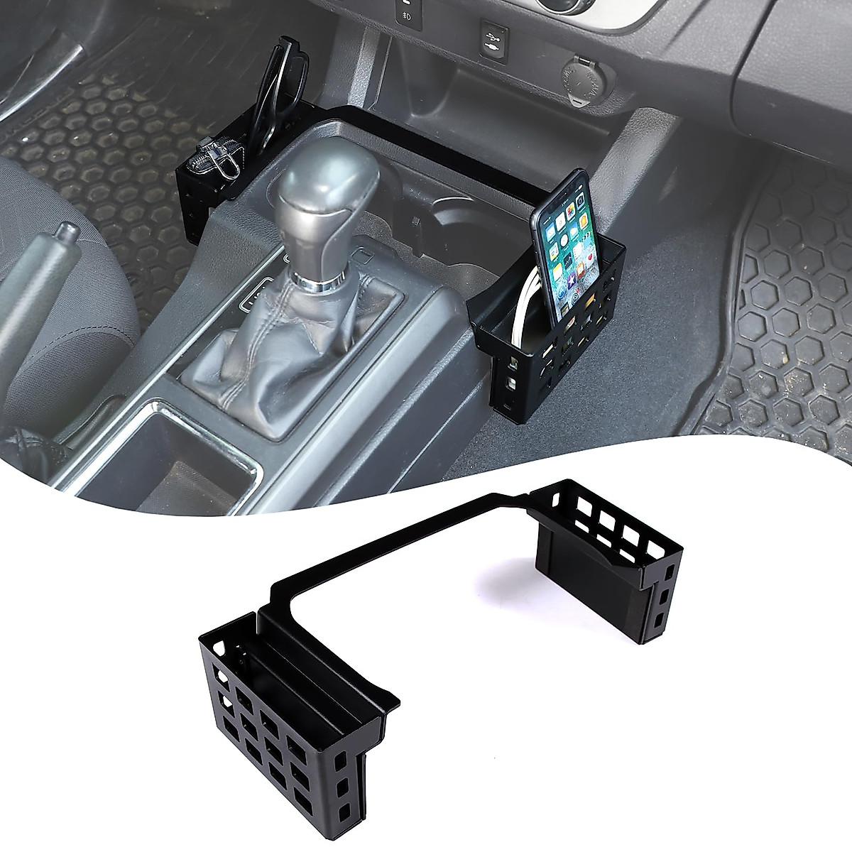 Lcojicep Central Control Storage Box Compatible with Tacoma 2016-2022 Central Control Side Storage Box Gear Shifter Console Organizer Tray，Interior Organizer Accessories