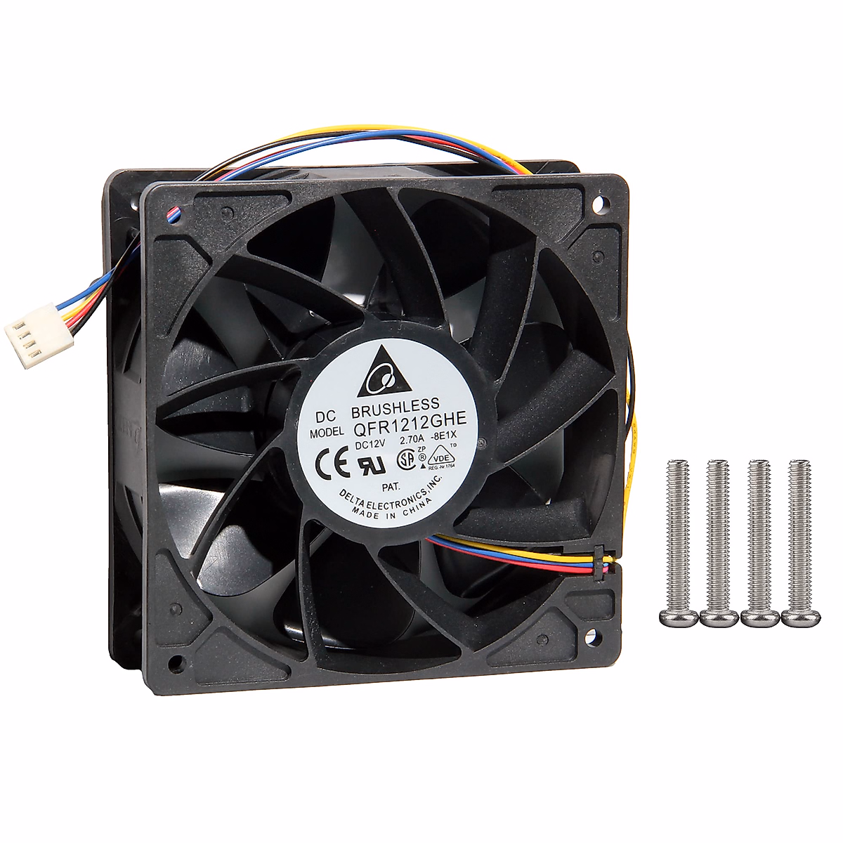 Delta QFR1212GHE 12VDC 2.7A 120x120x38mm 4-Pin Brushless Cooling Fan for Antminer s19 S9 L3+ High Airflow PC Case Mining Cooling Fan 6000RPM