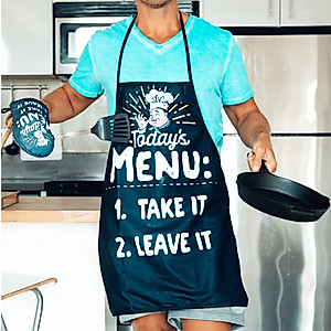 Today's Menu Take It Or Leave It Funny Chef Cooking Graphic Kitchen Accessories Funny Graphic Kitchenwear Funny Food Novelty Cookware Black Oven Mitt