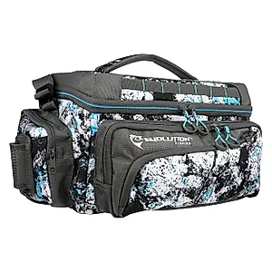 Evolution Fishing Largemouth 3700 Tackle Bag - 19" in, Water Camouflage, Outdoor Carry Bag w/ 3 Fishing Trays, Plier Holster, Tackle Box Storage…