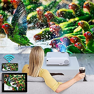 Mini Projector with Projector Screen, BACAR 6000 Lux Portable Projector Support 1080P HD 200" Display Compatible with HDMI USB VGA AV TF iOS & Android PS5 Home Projector Stand Carry Case Included