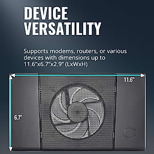 Cooler Master NotePal Connect Stand Network Devices Cooling Solution, Metal Mesh, SickleFlow 120 Reverse Edition Fan, and USB Connectivity