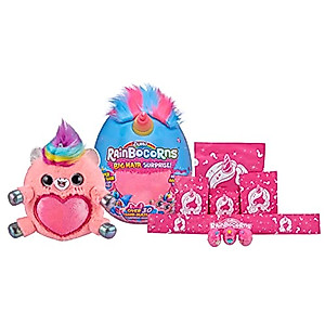 Rainbocorns Big Hair Surprise (Unicorn) by ZURU Cuddle Plush Stuffed Animal, 30+ Surprises, Collectible Baby Booboocorns, Hair Accessories, Charm Bracelets, Stickers, Ages 3+ (Unicorn)