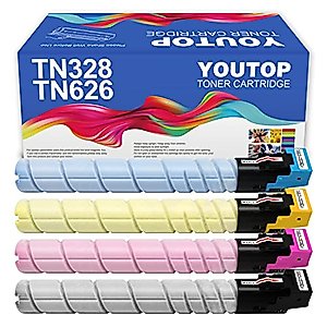 YOUTOP 4PK TN328 TN626 TN330 TN628 Toner Cartridge Compatible for Konica Minolta Bizhub C300i C360i C250i C7130i C450i C550i C650i