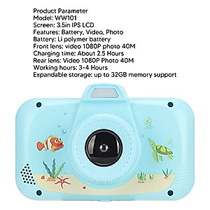 Kids Digital Camera, Mini Camera with 3.5 Inch 1080P Dual Lens, 20MP HD Small Kids Selfie Camera, for Girls and Boys 3 to 10 (Blue)