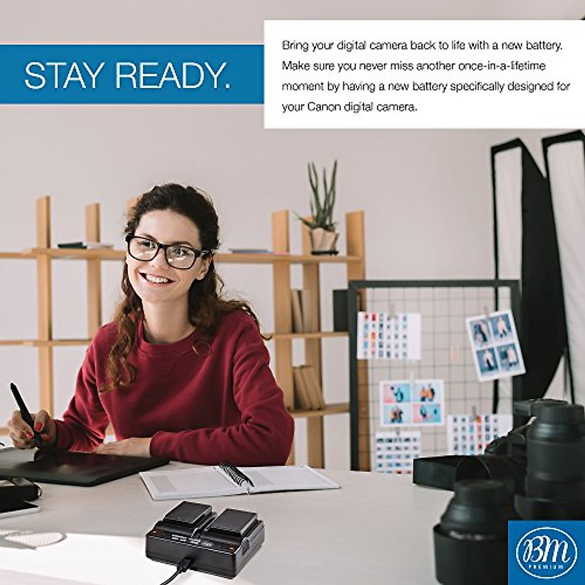 BM Premium 2-Pack of LP-E12 Batteries and USB Dual Battery Charger for Canon EOS-M, EOS M2, EOS M10, EOS M50, EOS M50 Mark II, EOS M100, EOS M200, SX70 HS, Rebel SL1 Digital Cameras