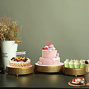 Beingreat 3-Piece Cake Stands Set, Round Metal Cake Stands Dessert Display Cupcake Stands for Birthday Wedding Anniversary Party Gold (8” 10” 12”)