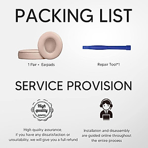 Beats Solo 3 Wireless Ear Pads Replacement, BUTIAO Protein Leather Memory Foam Headphone Earpads Ear Cushion Pad for Beats by Dre Solo 3 Wireless & Solo 2 Wireless Over Ear Headsets (Champagne)