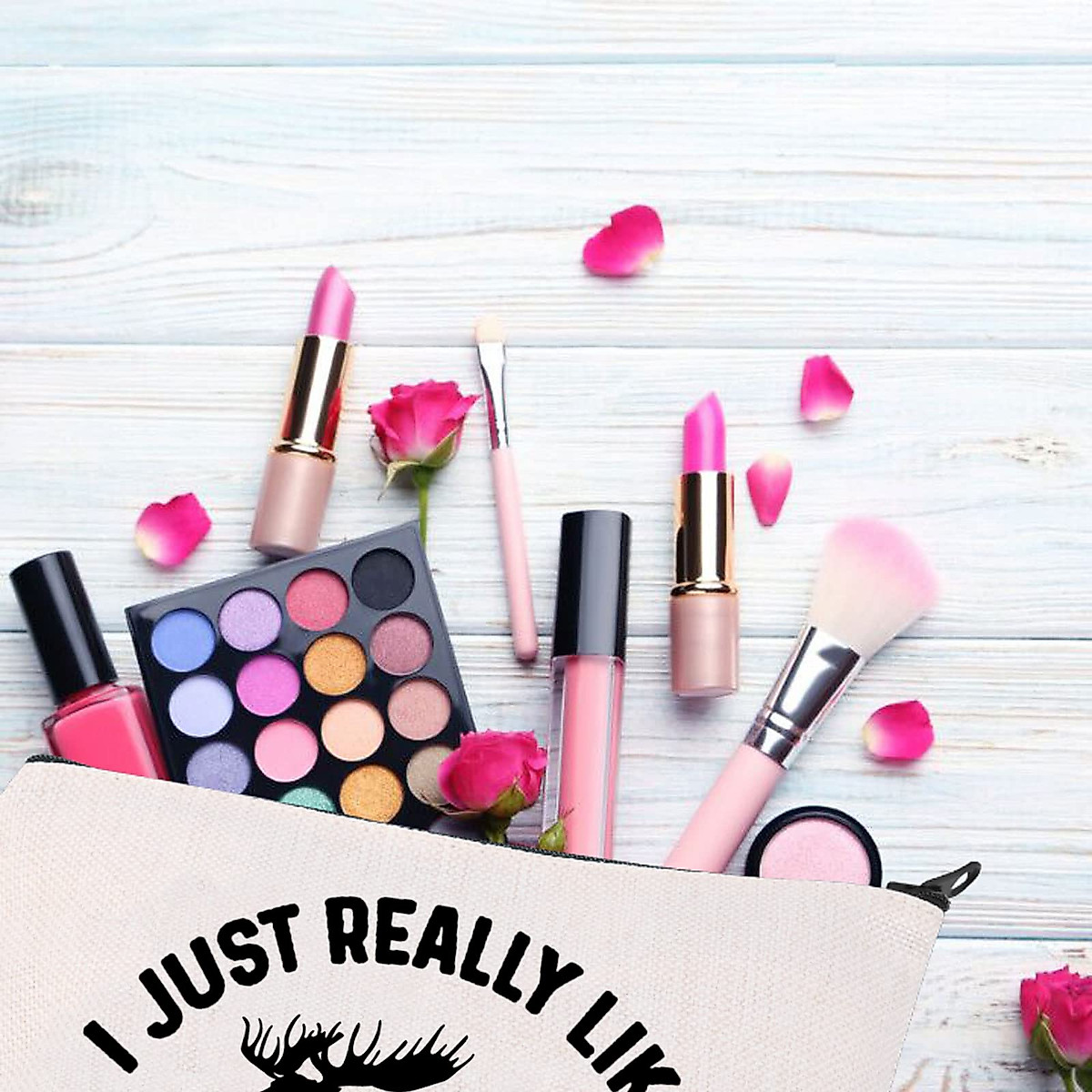 BDPWSS Moose Makeup Bag Moose Lover Gift I Just Really Like Moose OK Funny Moose Themed Gift (really like moose)