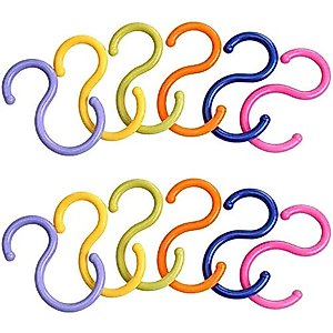 zison 12Pcs S Shaped Colorded Plastic Hanging Hooks,Shirt/Towel/Dress/Clothes Hanger Hook Home Kitchen Accessories