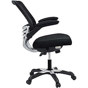 Modway Edge Mesh Back and Mesh Seat Office Chair In Black With Flip-Up Arms in Black