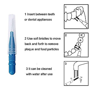 50pcs Soft Interdental Brush Teeth Dental Picks Floss Brush Refill Flosser Toothpick Cleaners Cleaning Tool - Blue