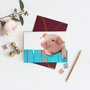 Funny Pig Hanging On Fence Thank You Cards With Envelopes, Blank Greeting Note Cards With Envelopes Blank Inside, Funny Birthday Cards For Women Men, Thank You Card For Wedding Business,Graduation