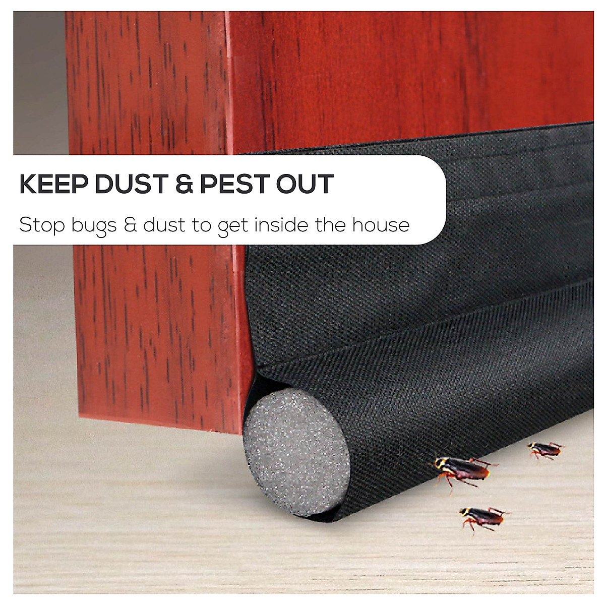 Lazy Monk Foam Door Draft Stopper 32 - 36 Inch Bottom Gap Filler One Sided, Under Door Breeze Blocker Weather Strip Cold Warm Air Wind Insulator Seal, Sliding Door Noise Reduction Sound Proof Cover