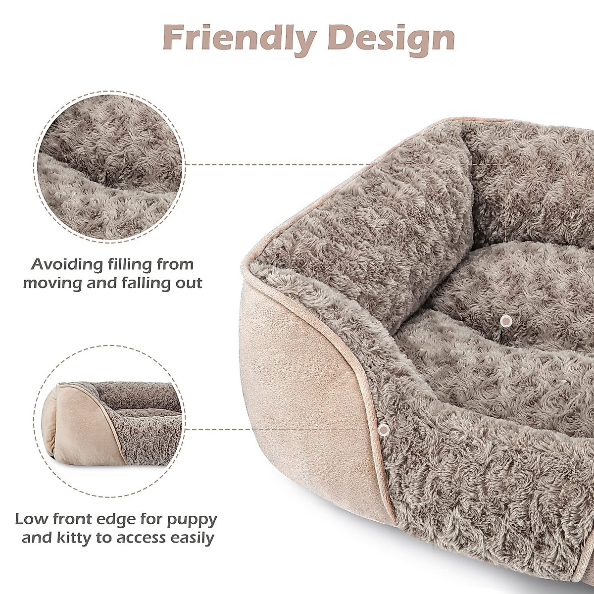 INVENHO X-Large Dog Bed for Large Medium Small Dogs Rectangle Washable Dog Bed, Orthopedic Dog Bed, Soft Calming Sleeping Puppy Bed Durable Pet Cuddler with Anti-Slip Bottom XL(35"x25"x10")