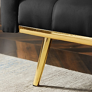 TMEOSK Vintage Convertible Folding Futon Sofa Bed with 2 Pillows, Adjustable Backrest, Sleeper Loveseat Couch for Small Space Bedroom Living Room Boys Girls, Black