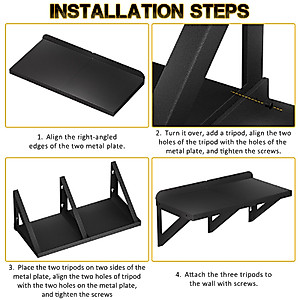 Stainless Steel Shelf Wall Mounted 12 x 24 Inches, 230lb Commercial Shelving, Floating Shelving, Metal Shelves, Heavy Duty Storage Rack for Restaurant, Kitchen, Home and Hotel, Bar, Garage, Black