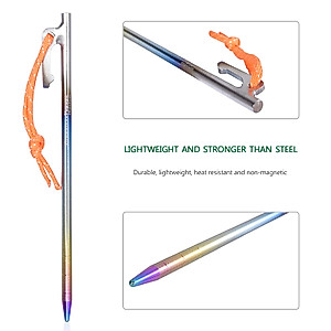 Boundless Voyage 6pcs Titanium Alloy Tent Pegs Outdoor Camping Awning Tent Stakes Lightweight Tent Nail 24CM-Ti4013P