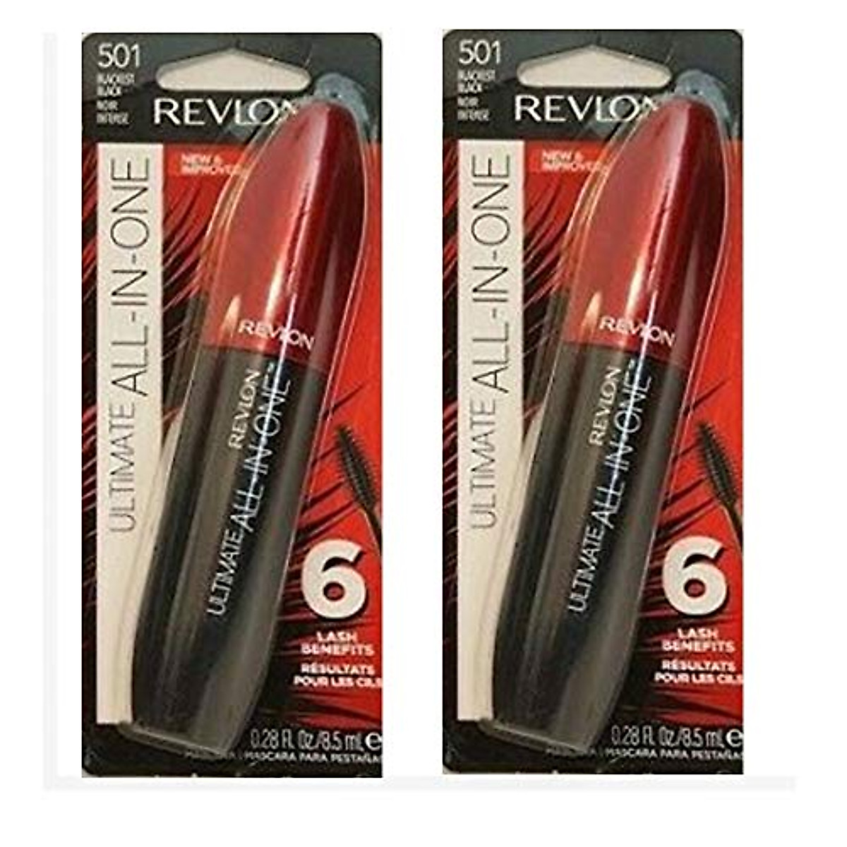Pack of 2 Revlon Ultimate All in One Mascara, Blackest Black (501)