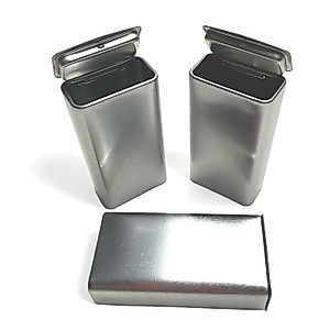 MagnaKoys Rectangular Silver Metal Hinged Lid Tin Containers (3 Pack)