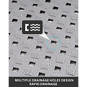 Shower Bathtub Mat Non-Slip, Machine Washable Shower Mat with Suction Cups and Drain Holes Square Bath Tub Mat for Tub or Shower Room for Kids & Elderly 21x21 Grey