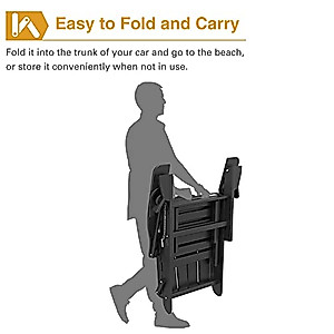 Mdeam Folding Adirondack Chair Lawn Outdoor Fire Pit Chairs Weather Resistant with 2 Cup Holder/Adirondack Retractable Ottoman（Black）