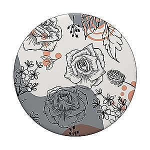 Boho Roses Line Art Abstract Pastel Minimalist Flowers PopSockets Standard PopGrip