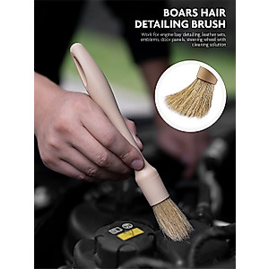 Fantasticlean Car Detailing Brush Set, 3 Pack Natural Boars Hair Detailing Brush Set, Clean Interior or Exterior, Wheels, Tires, Engine Bay, Leather Seats, Car Detailing Kit, Detailing Brush