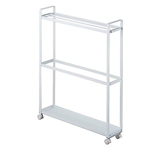 Standing Towel Racks 3 Tier Towel Rack with Wheels Cart-Rolling Iron Towel Stand Bathroom Storage Organizer Towel Holder for Bathroom Floor (Color : White, Size : 64 * 15 * 90cm)