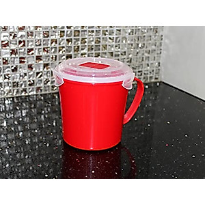 Dependable Industries Microwave Soup and Stew Maker Mug Noodles Steamer Ramen Oatmeal with Steam Vent and Splash Cover BPA-Free