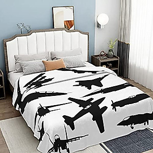 Jet Fighter Airplane Soft Throw Blanket All Season Microplush Thick Warm Blankets Tufted Fuzzy Flannel Throws Blanket for Bed Sofa Couch 50"x40"