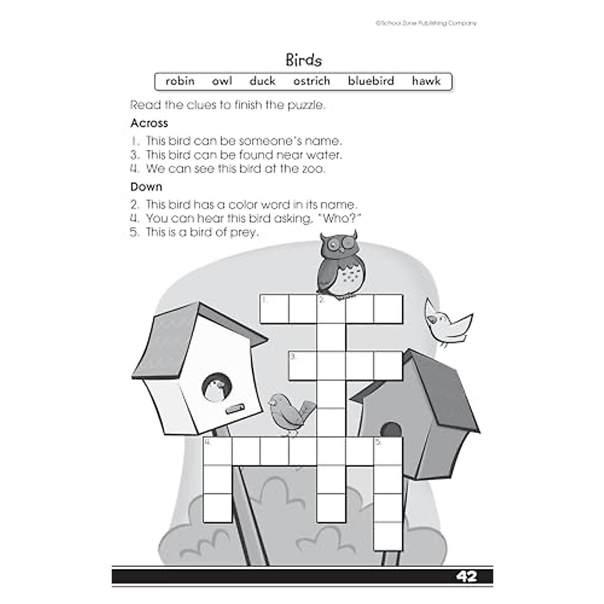 School Zone - My First Crosswords Workbook - Ages 6 to 8, 1st to 2nd Grade, Activity Pad, Word Puzzles, Word Search, Vocabulary, Spelling, and More (School Zone Little Busy Book™ Series)