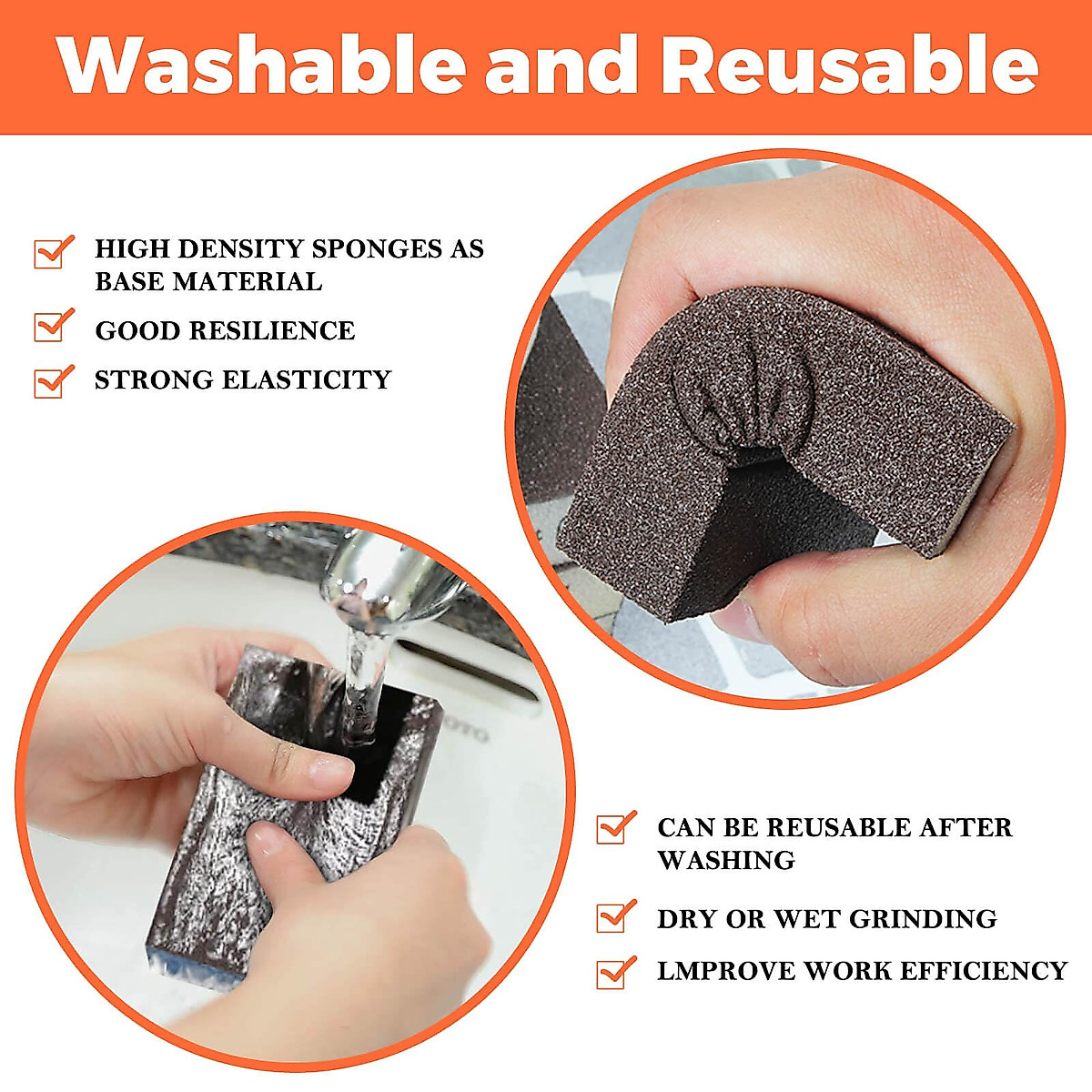 Cnnzdo 8Pcs Sanding Sponge, 60/80/100/120/180/220/280/320 Coarse/Medium/Fine/SuperfineGrit Sanding Block, Sandpaper Sponge Sanding Blocks, Hand Sander Sponges for Drywall,Metal Wood Polish,Brush Pots