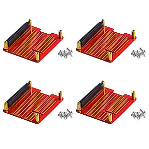 GeeekPi 4X Prototype Breakout DIY Breadboard PCB Shield Board Kit for Raspberry Pi 4 3 2 B+ A+ (Red)