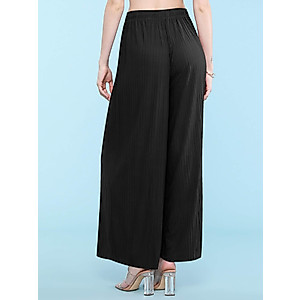 Made By Johnny MBJ WB1484 Womens Pleated Wide Leg Palazzo Pants with Drawstring OneSize Black