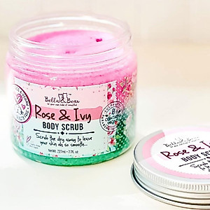 Bella & Bear Rose & Ivy Body Scrub - Vegan & Cruelty-Free Oil-Free Exfoliator | Polish Your Skin to Perfection | 6.7oz of Floral Bliss for All Women