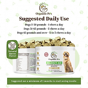 Herbal Dog Allergy Relief with SEA KELP - Colostrum - QUERCETIN - Mushrooms - Omega + 11 Natural Allergy Relief Herbs - Soft Chews for Skin & Seasonal Allergies