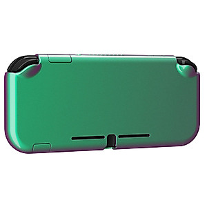 eXtremeRate PlayVital Glossy Chameleon Green Purple Protective Case for Nintendo Switch Lite, Hard Cover Protector for Nintendo Switch Lite - 1 x Black Border Tempered Glass Screen Protector Included