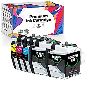 LC3029 XXL 5PKS Super High Yield Compatible Ink Cartridges Includes 2 Black, 1 Cyan,1 Magenta,1 Yellow for Brother LC3029 Ink Cartridges for MFC-J6535DW MFC-J6935DW MFC-J5830DW MFC-J5930DW Printer