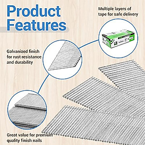 meite 15 Gauge Angled Finish Nails, 1-1/2-Inch 34 Degree DA Series Galvanized Finishing Nails for Nailer Guns - Perfect for Window Trim, Cabinet Building and Other DIY Projects (2,000 Counts)