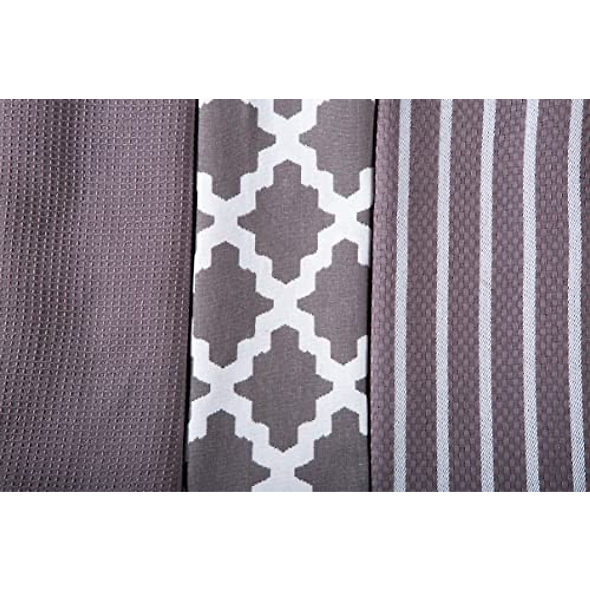 FRENCH BREAD Premium Kitchen Towels Set With Hang Loop - Pack of 5 Cotton Dish Towels for Drying Dishes, 18”x 26”, Absorbent Tea Towels, Dish Towels for Kitchen, Quick Drying Kitchen Towel Set - Gray