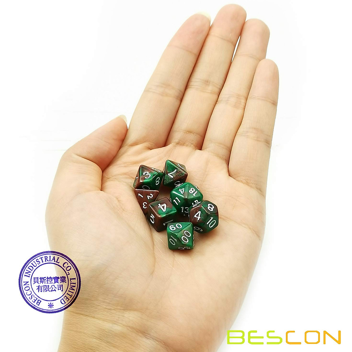 Bescon Mini Two Tone Polyhedral RPG Dice Set 10MM, Small Dice Set D4-D20 in Tube, 6 New Assorted Colored of 42pcs