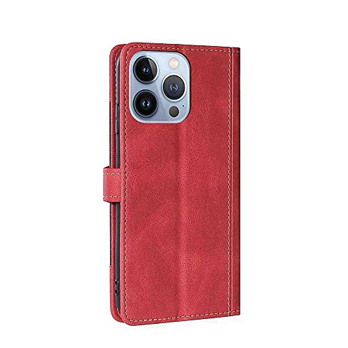NATUMAX Phone Cover Wallet Folio Case for Oppo REALME 7 PRO, Premium PU Leather Slim Fit Cover for REALME 7 PRO, 2 Card Slots, Horizontal Viewing Stand, Easy Take, Red